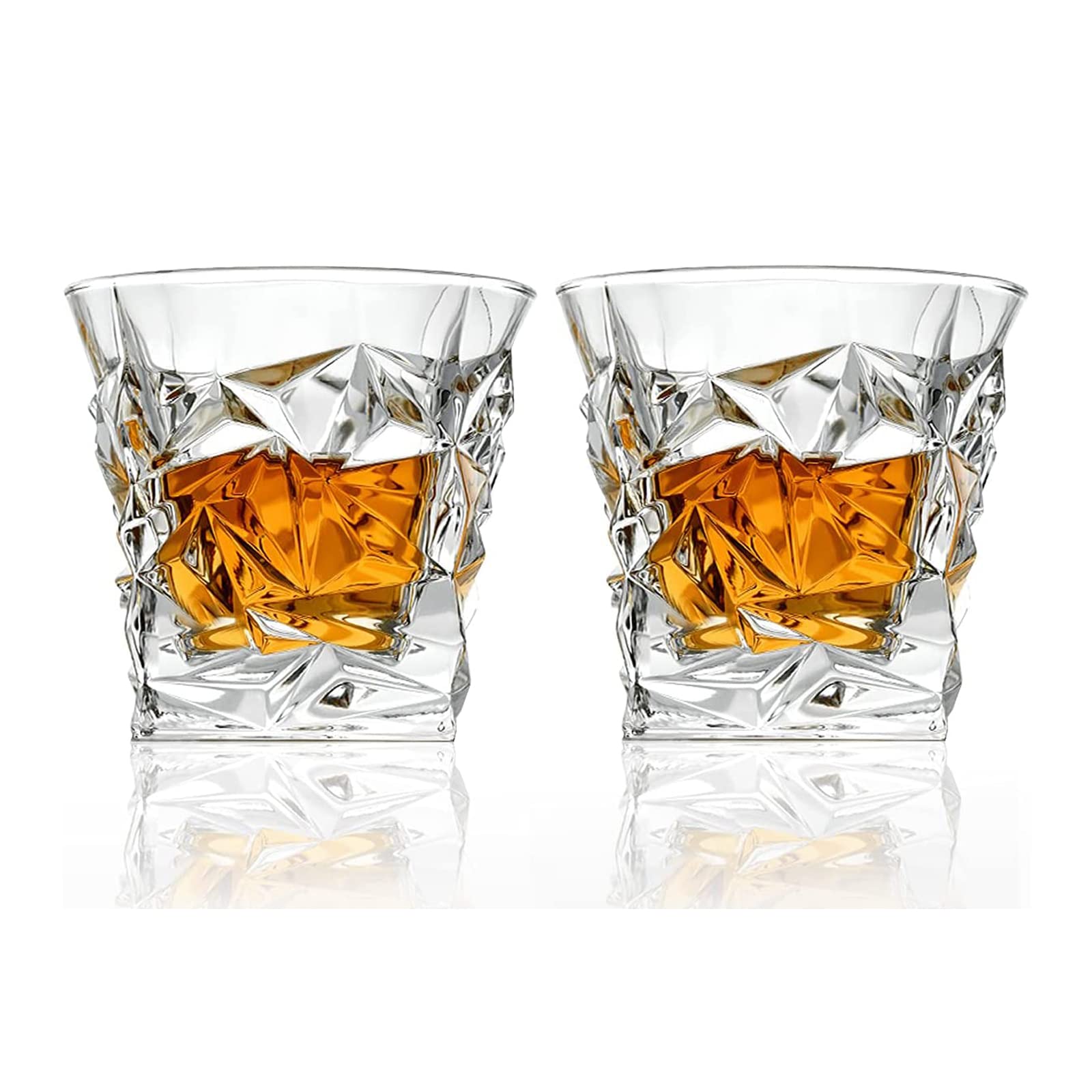 MJZQCD Whiskey Glasses Set of 2, 9 OZ 260ml Old Fashioned Glasses,Bar Glasses, For Scotch Cocktail Rum Cognac Vodka Liquor.Bourbon Glasses, Parties, Bars, Gifts, Restaurants and Home β¦