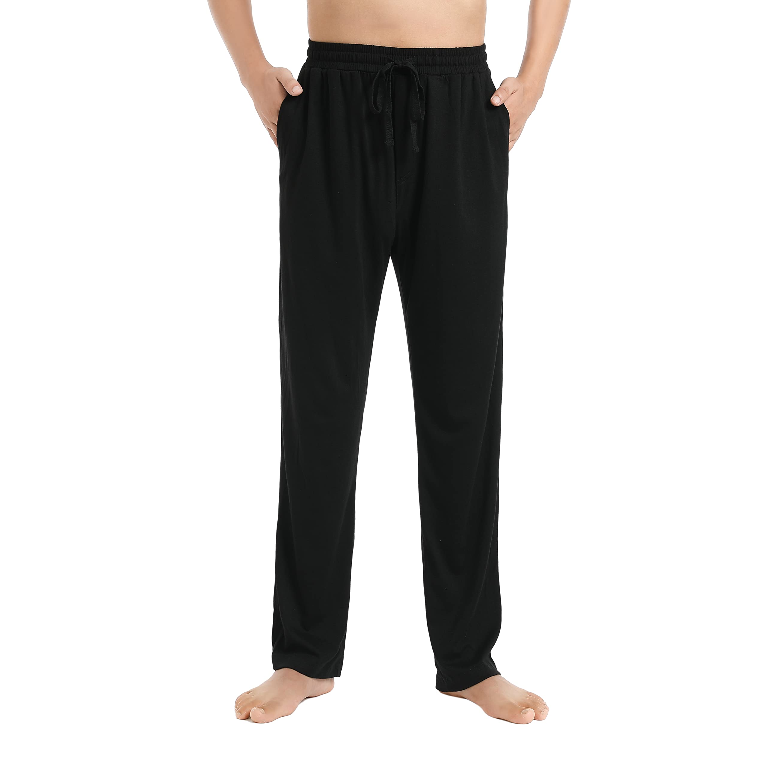 MERIABNY Mens Black Yoga Pants Casual Sweatpants for Workout Exercise Mens Joggers Pants with Pockets Fpr Hiking, Medium