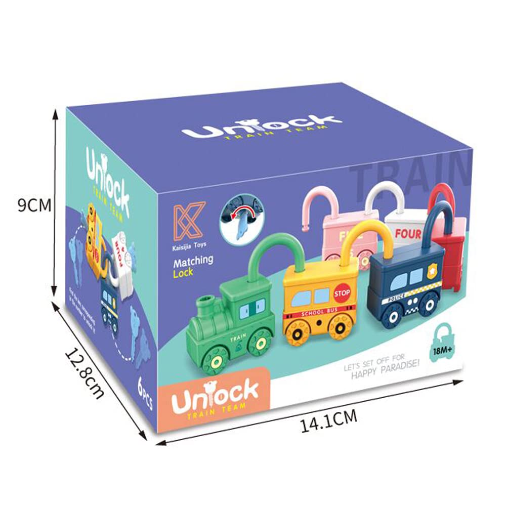 miYou Kids Matching Locks Game Toy with Keys Numbers Matching Early Preschool Educational Toys Train