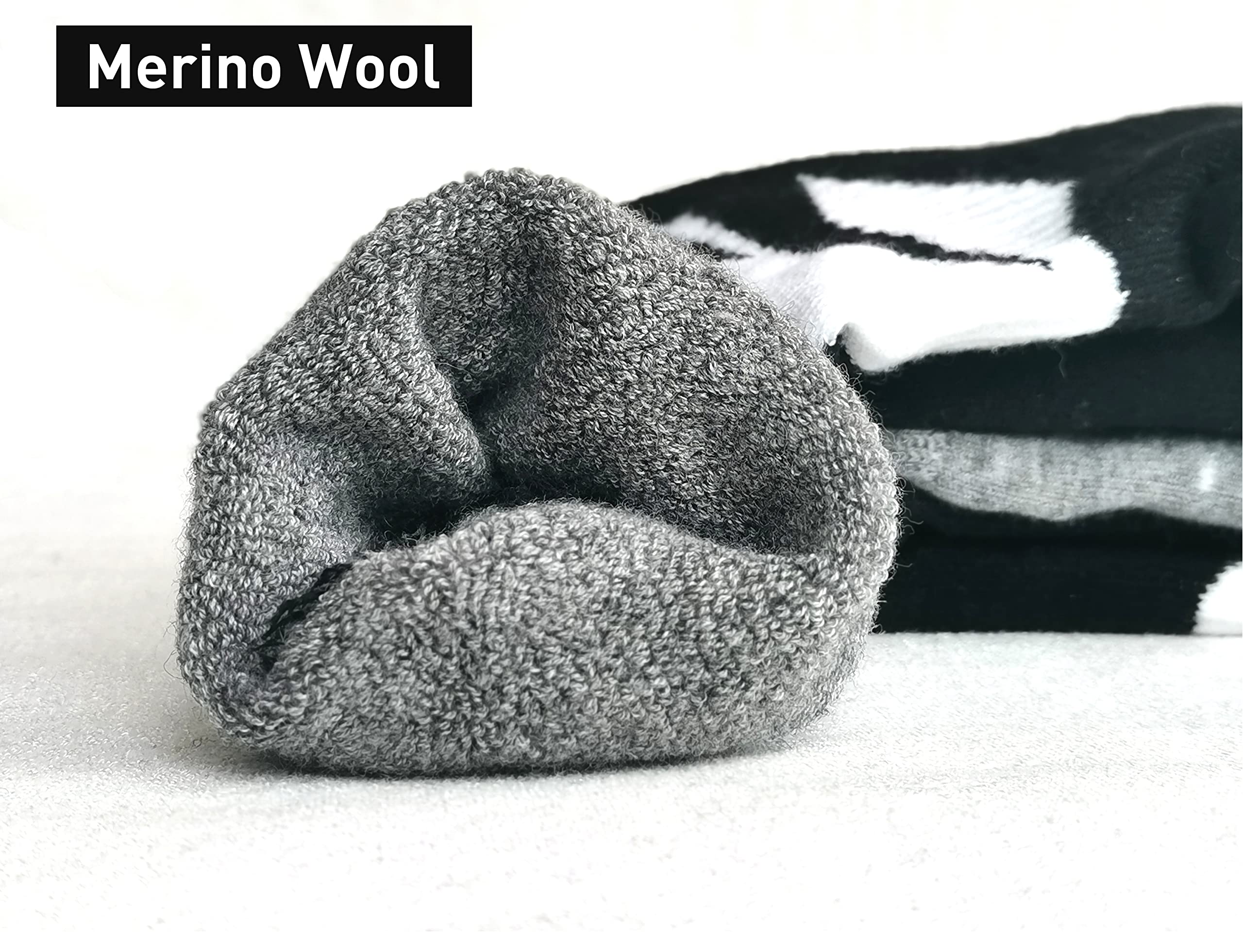 Merino Wool Ski Socks / Hiking Socks for Men&Women, Sportsman (Black Large)