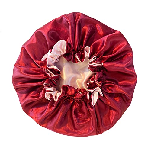 Phoenixb2c Hair Hat Hair Protection Chic Bathing Women Hair Bonnet Wine Red
