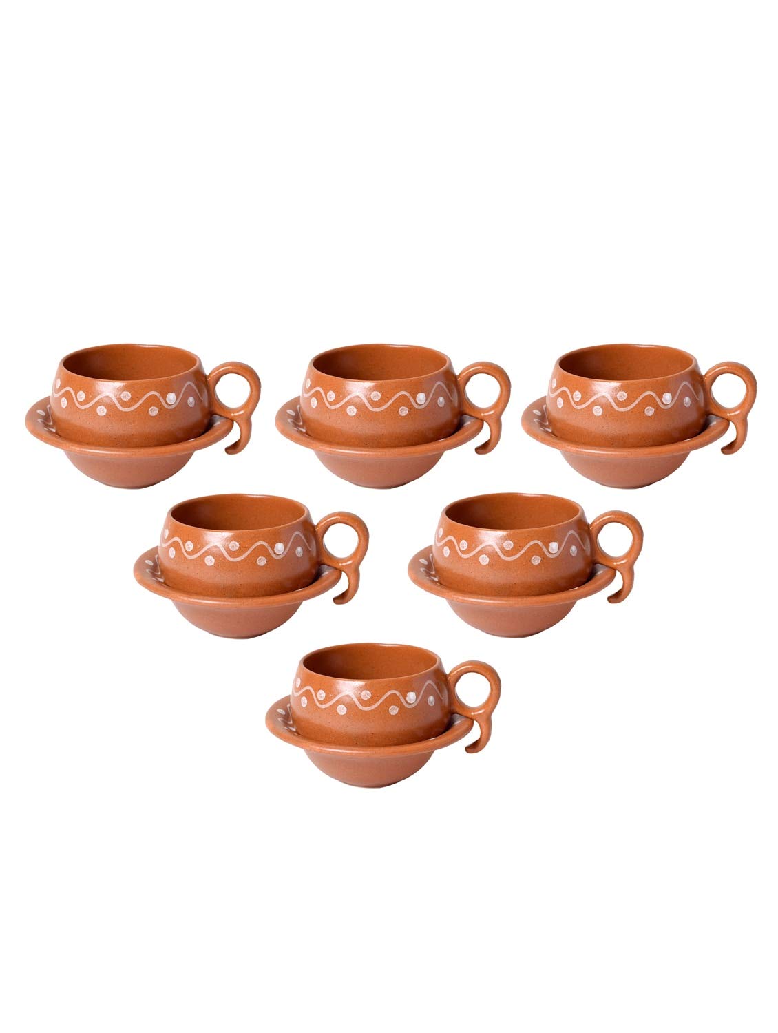 Odishabazaar Tea Cup with Saucer Set of 6 (6 tea cups and 6 saucers 5.4 oz) | Tea cups set of 6 Microwave Safe