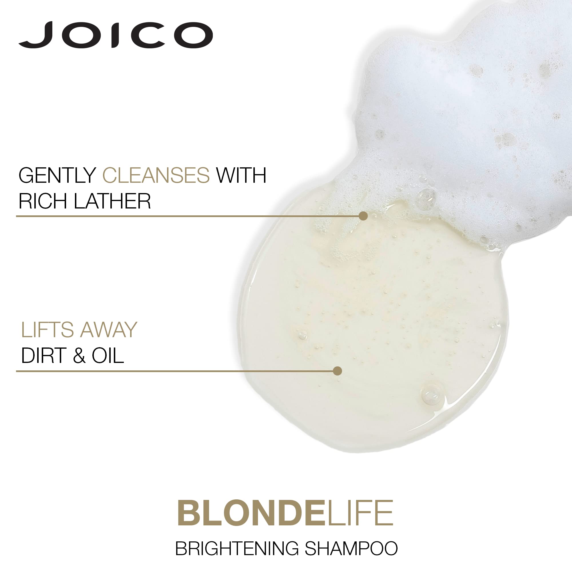 Joico Blonde Life Brightening Shampoo | For Blonde Hair | Add Softness & Smoothness | Sulfate Free | With Monoi & Tamanu Oil | 33.8 Fl Oz