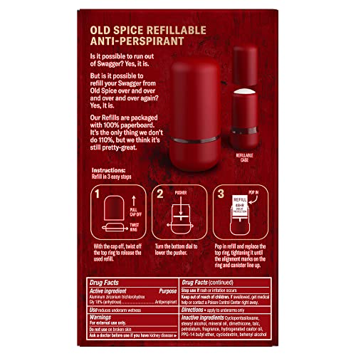 Old Spice Swagger Starter Kit, One Refillable Case, Two Antiperspirant Deodorant Refills, 2 oz each, Total 4 oz