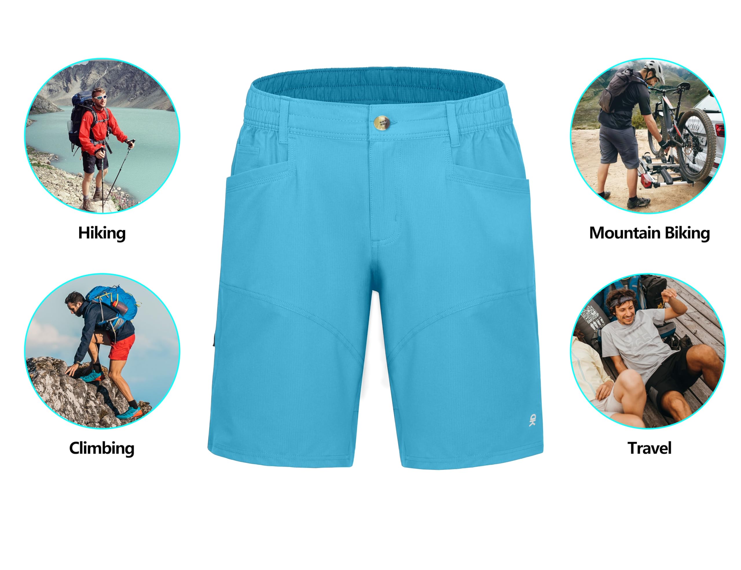 Little Donkey Andy Men's Quick Dry Shorts for Hiking Walking Work, Multi-Pockets Moisture-Wicking Malibu Blue M