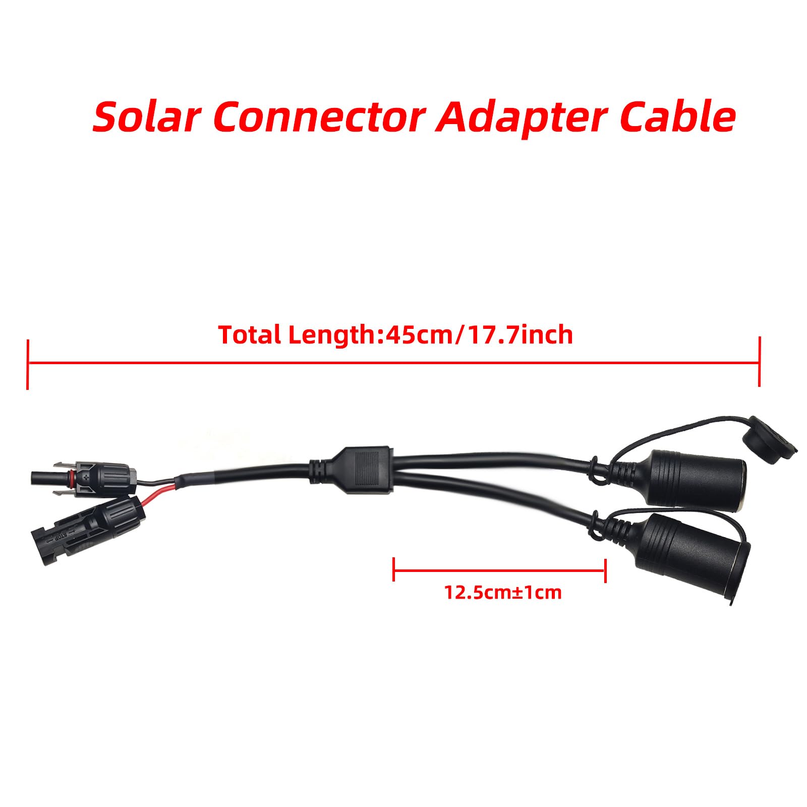 JINKAIMING Solar Panel Connector MC-4 Cable with Dual Cigarette Lighter Socket Female Seat Extension Cord with Cap 12V-24V 14AWG for Solar Generator Portable Power Station