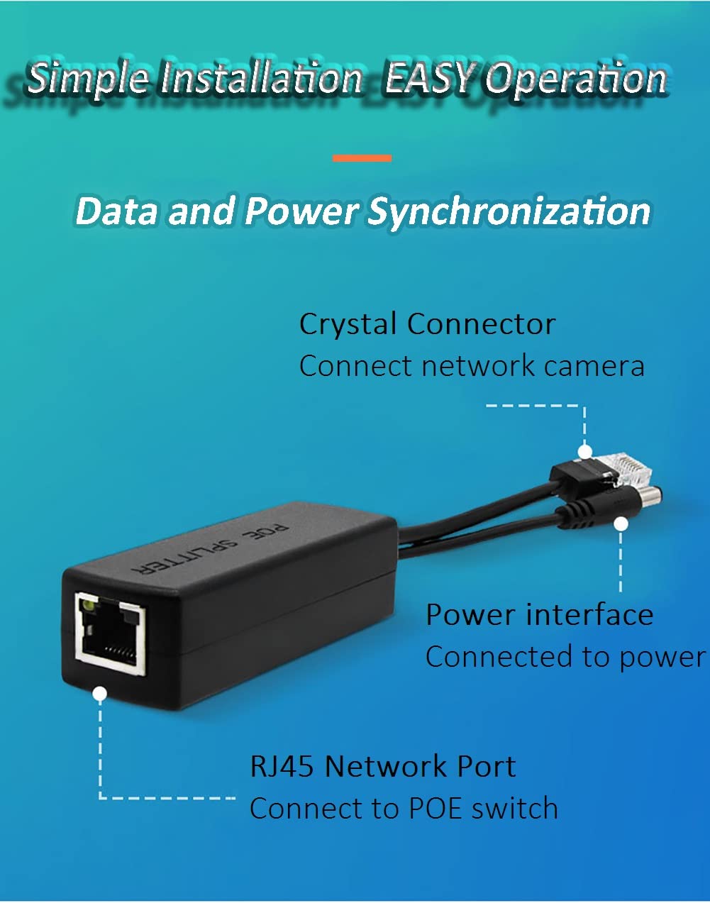 PoE Splitter 48V to 12V, Active POE Splitte Over Ethernet Splitter Network Adapters, IEEE 802.3AF Compliant 10/100Mbps, DC 12V Output, for Surveillance Camera AP VoIP Phone