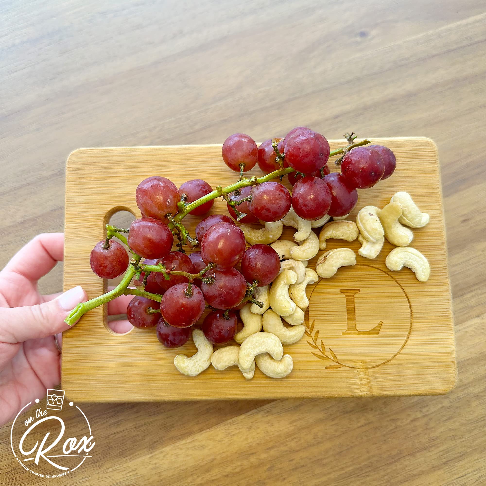 Personalized Cutting Boards - Small Monogrammed Engraved Cutting Board (U) - 9x6 Customized Bamboo Cutting Board with Initials - Wedding Kitchen Gift - Wooden Custom Charcuterie Boards by On The Rox