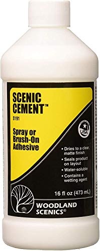 Make Your Day Woodland Scenics Green Blended Turf, Medium Ballast Gray Blend, Scenic Cement Paintbrushes (Pack of 4)