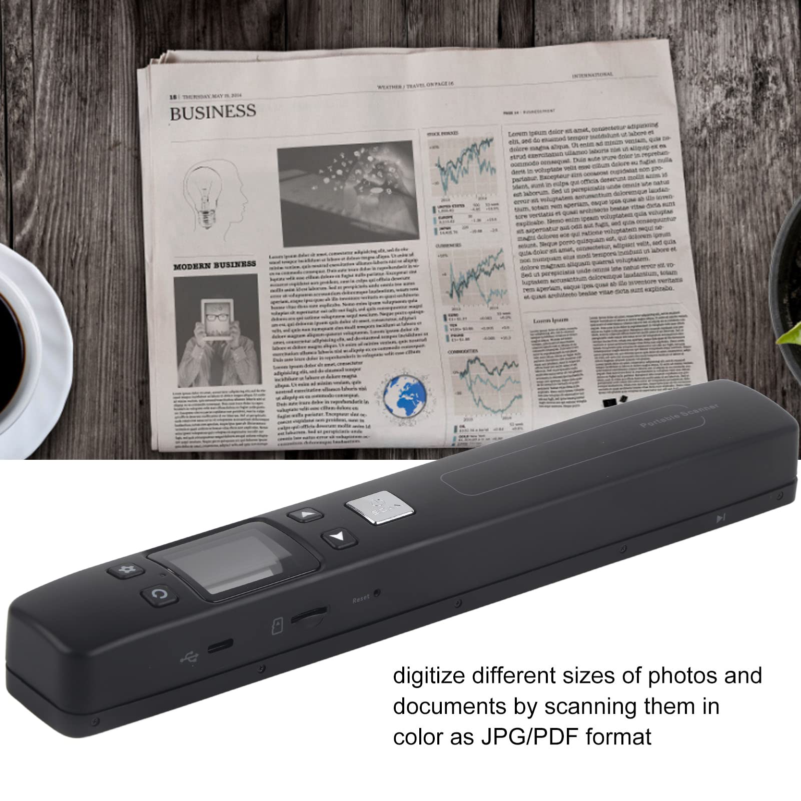 Portable Scanner Dual Mode 300/600/1050DPI Photo Scanner Wide Application for Photos (Black)