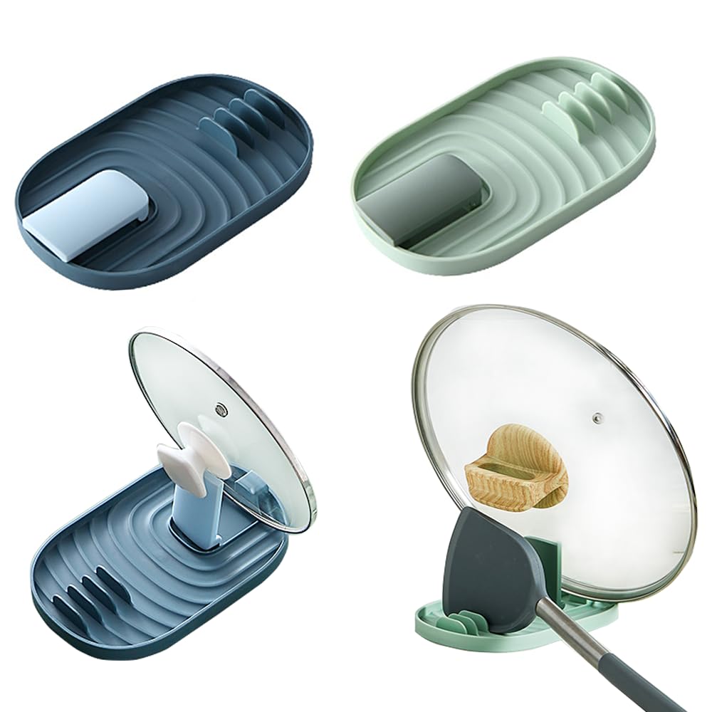Multifunctional Spoon Rest, 2PCS Foldable Pot Lid Holder Spoon Rest Pan Pot Cover Lid Rack Shelf Stand Holder for Stove Top Kitchen Gadgets Utensil Holder for Home Use Stove Spoon Rest