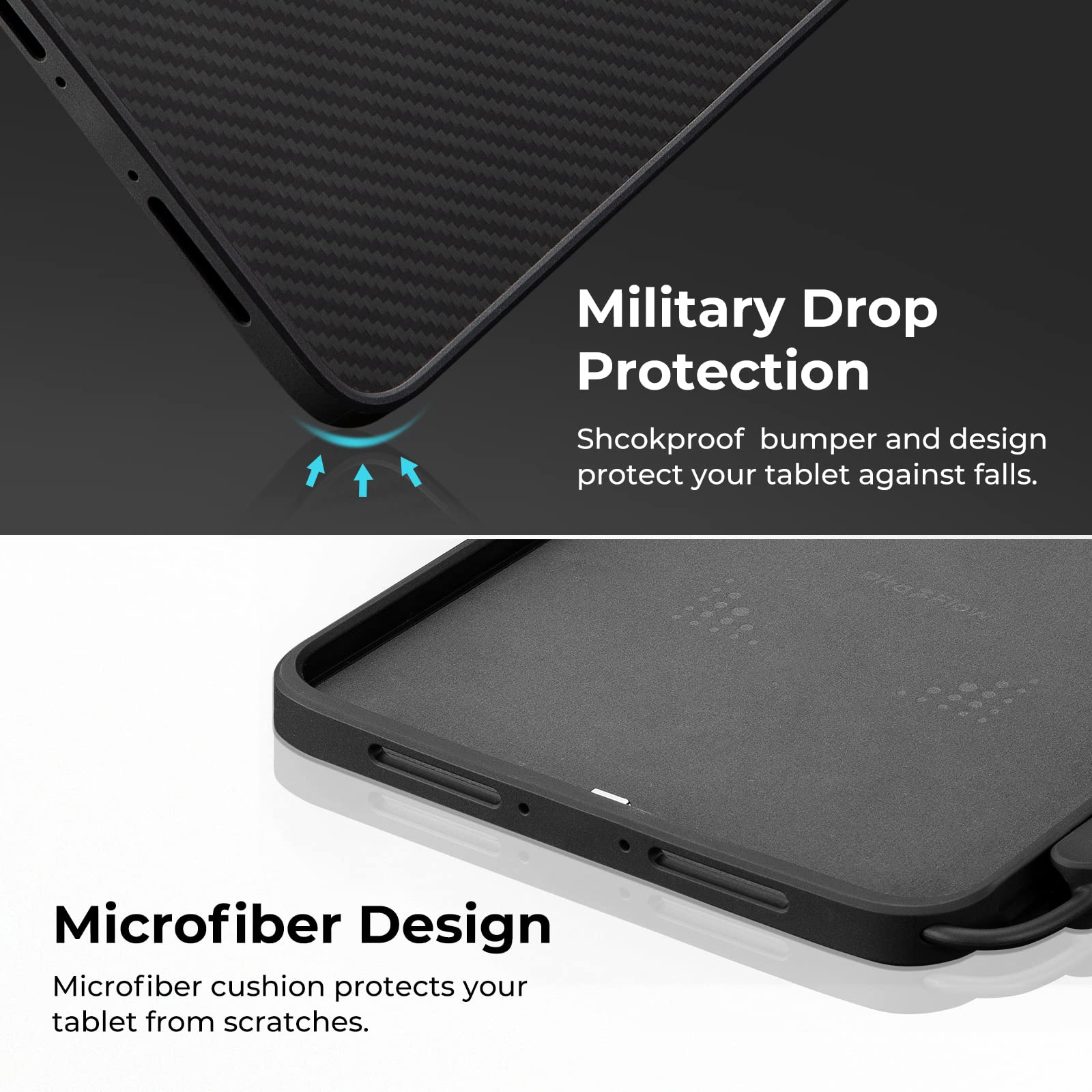 PITAKA iPad Mini 6 Case, Magnetic Wireless-Like Charging Case and Charger for 2021 iPad Mini 6 [MagEZ Case Pro] Protective Shockproof Case, Support Apple Pencil 2 Charging, 1500D Aramid Fiber