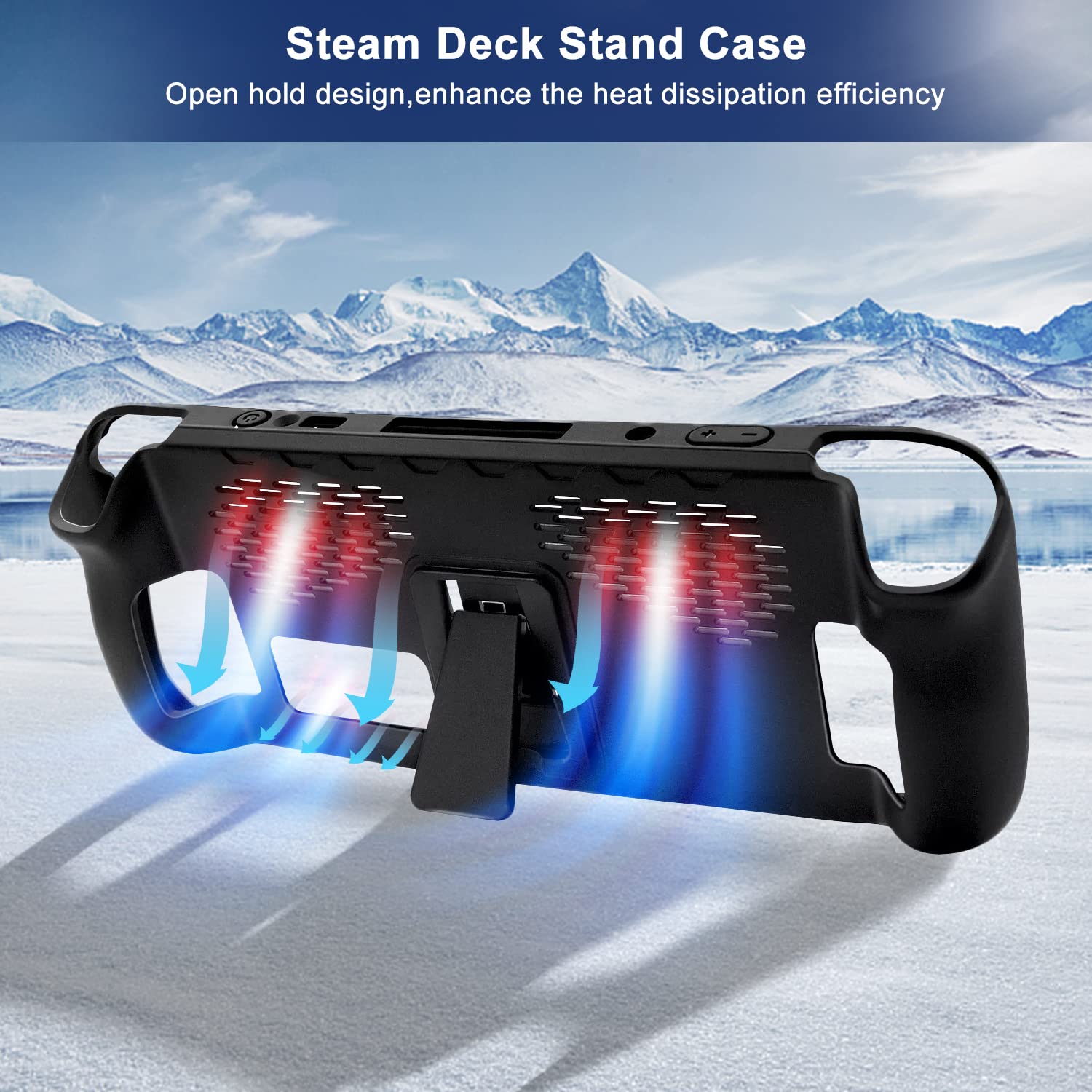 Meboyz Kickstand Protective Case for Steam Deck, PC0102 TPU Cover Protector with Stand Base, Protective Cover Case Compatible with Vavle Steam Deck Shock-Absorption