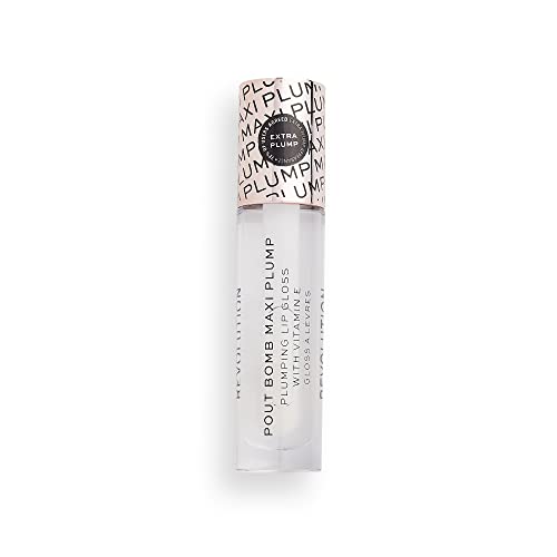 Makeup Revolution Pout Bomb Maxi Plump Lip Gloss, Lip Plumper Gloss To Increase Lip Volume, Contains Vitamin E, Glaze