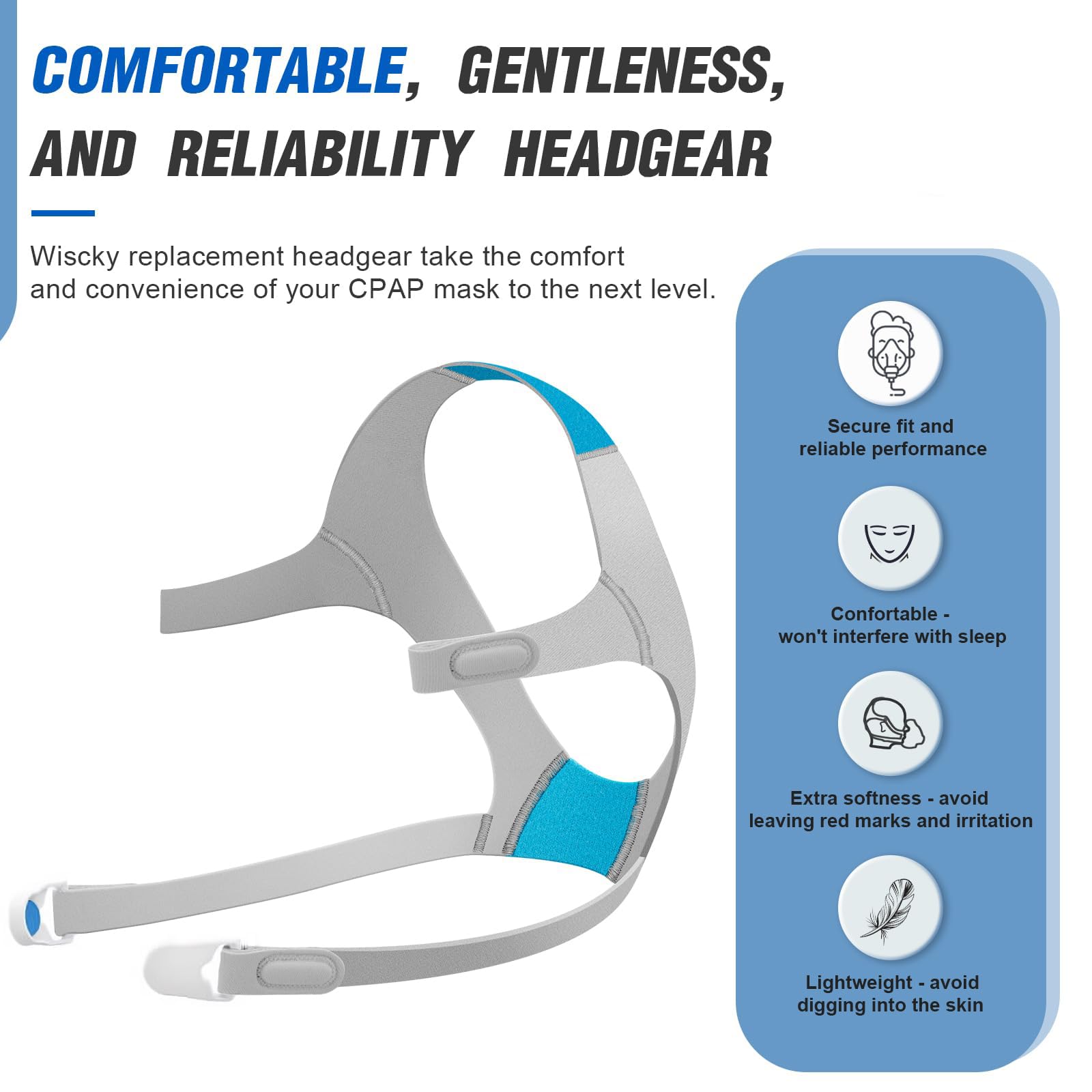 Iduola Headgear for F20 Mask with Magnetic Clips(Pack of 2), Replacement Headgear Straps for F20 Full Face Mask Great Value - Soft, Plush Straps(Large)