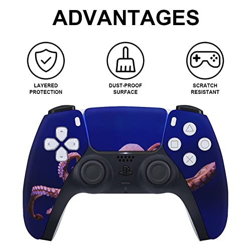Ocean Animal Octopus Full Protective Skin Cover Design Wrap Decal Sticker Compatible with PS5 Digital Edition Console and Controller