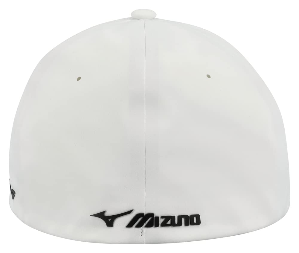 Mizuno Tour Delta Fitted Hat| Unisex Adult Cap | White-Black | L-XL