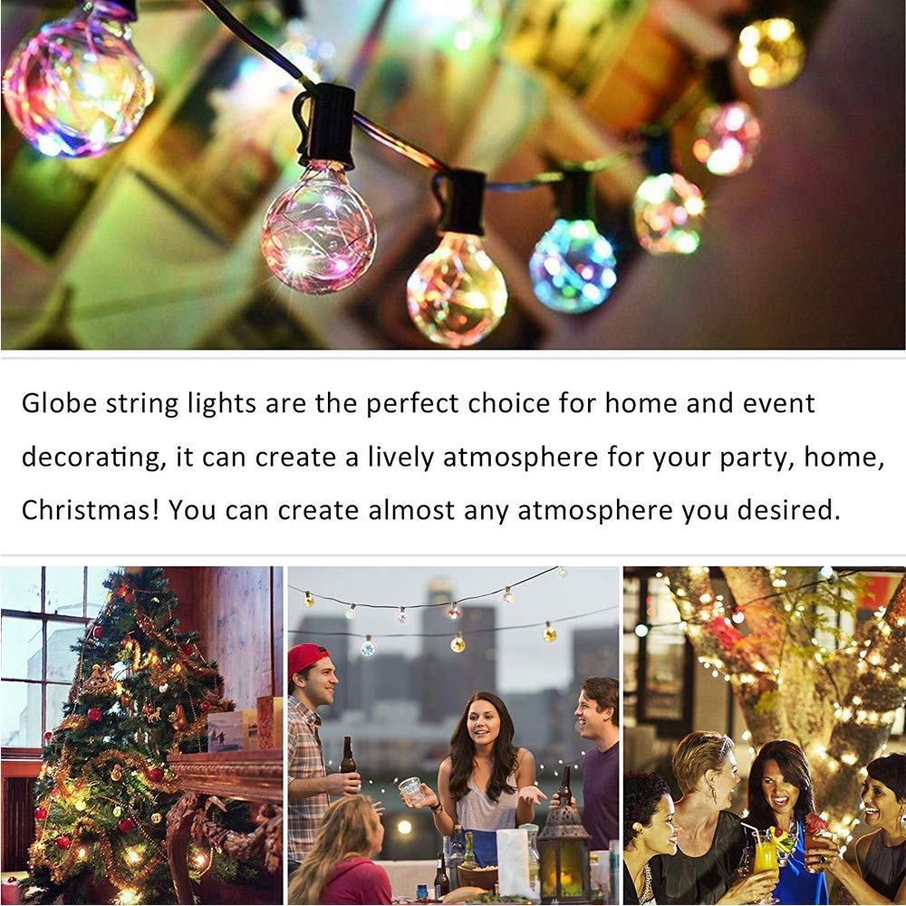 IELECMG LED String Lights Outdoor 35 FT G40 Patio String Lights 32 Bulbs(2 Spare) Linkable Dimmable Waterproof Decorative Lighting with Remote for Garden Wedding Party Decorations