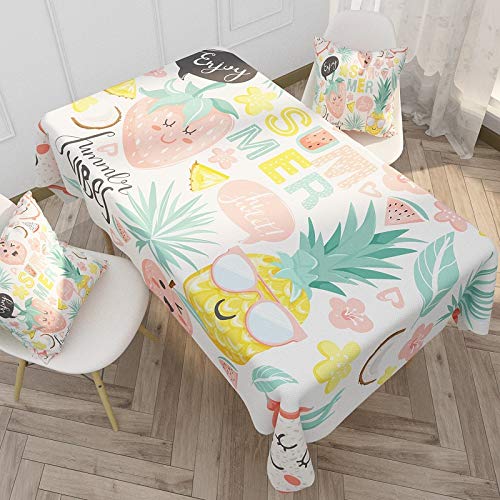 MLQL Oxford Tablecloth Nordic Style Cherry Fruit Waterproof Table Cover Home Coffee Table Table mat Mantel A9 140x210cm