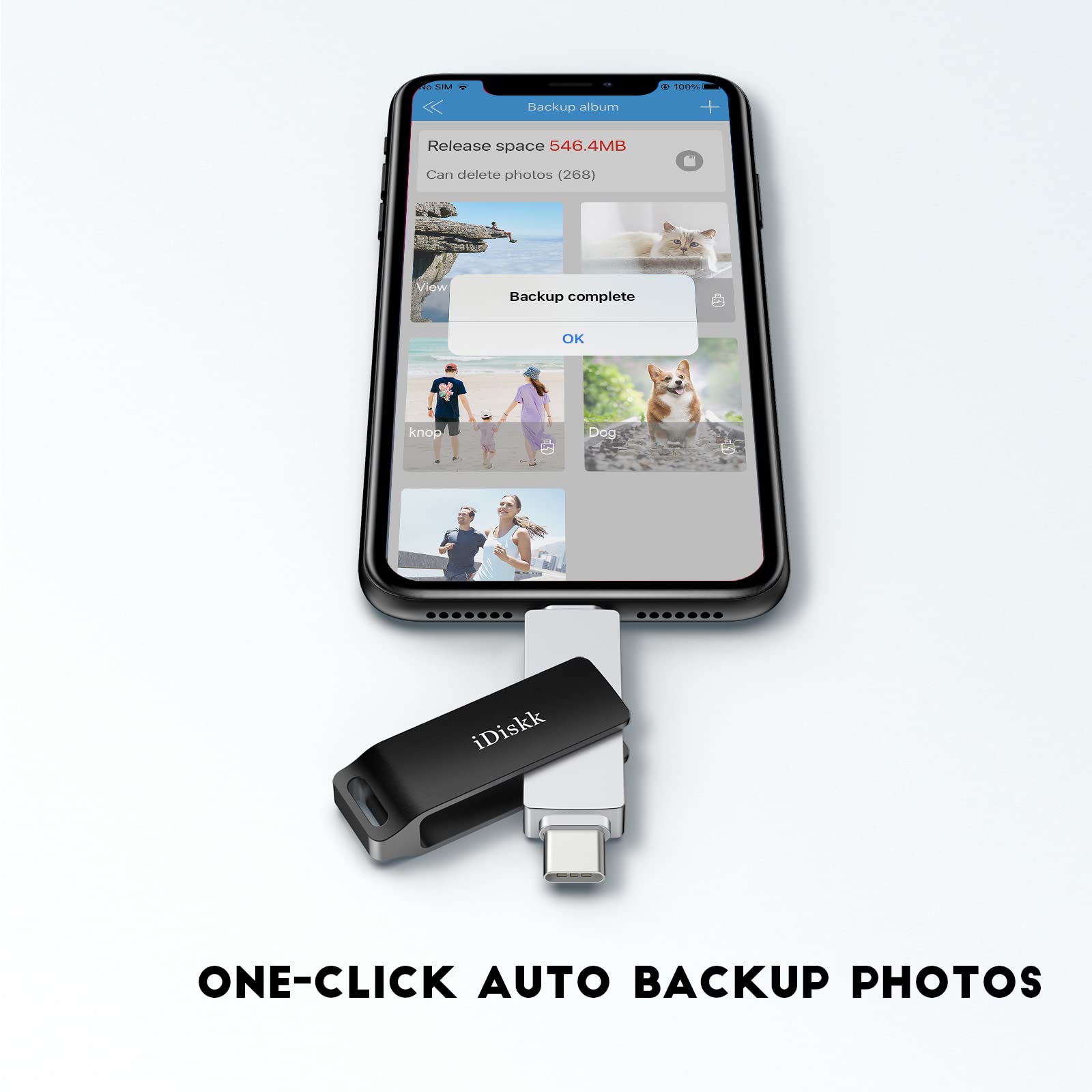 MFi Certified iDiskk 256GB Photo Transfer Device Flash-Drive for iPhone Photo Storage iPad Lightning USB C Android Photo Stick iPhone