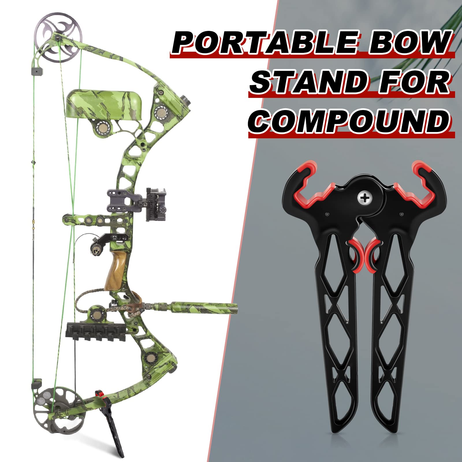 Lewtemi 2 Pcs Arrow Saw Archery Bow Stand Folding Portable Bow Stand for Compound Bow Limb Clamp Kick Stand Holder for Hunting Target Shooting Sports Accessories