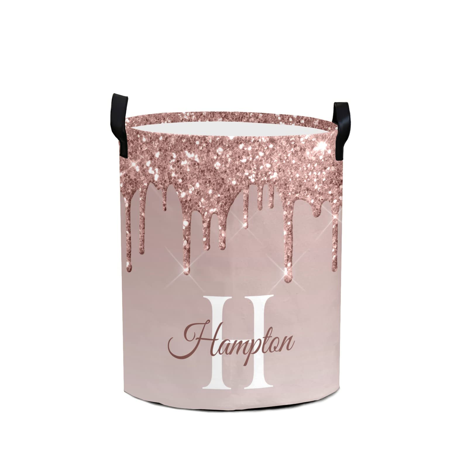 Personalized Baby Laundry Basket with Name for Boy Girl Custom Laundry Hamper with Handle Toys Organizer Clothes Storage for Bedroom Living Room(Monogrammed)