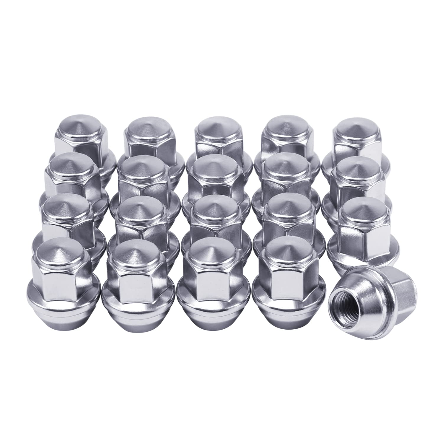 Lichamp 20pcs OEM Lug Nuts 12x1.5 Chrome Original Factory Cone Seat Style M12x1.5 Lugnuts Compatible with Ford Fusion Escape Focus Lincoln MKC MKZ Wheel Tire Accessories