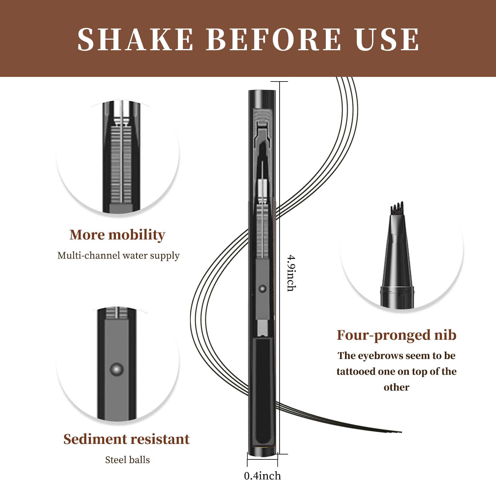Kairry Eyebrow Pencil,Eyebrow Microblading Pen Liquid Eyebrow Pen Micro 4 Point Brow Pen Long-Lasting,Water-Resistant, Smudge-Proof Fine-Stroke Microblading Pencil Eyebrow Pencil Blak