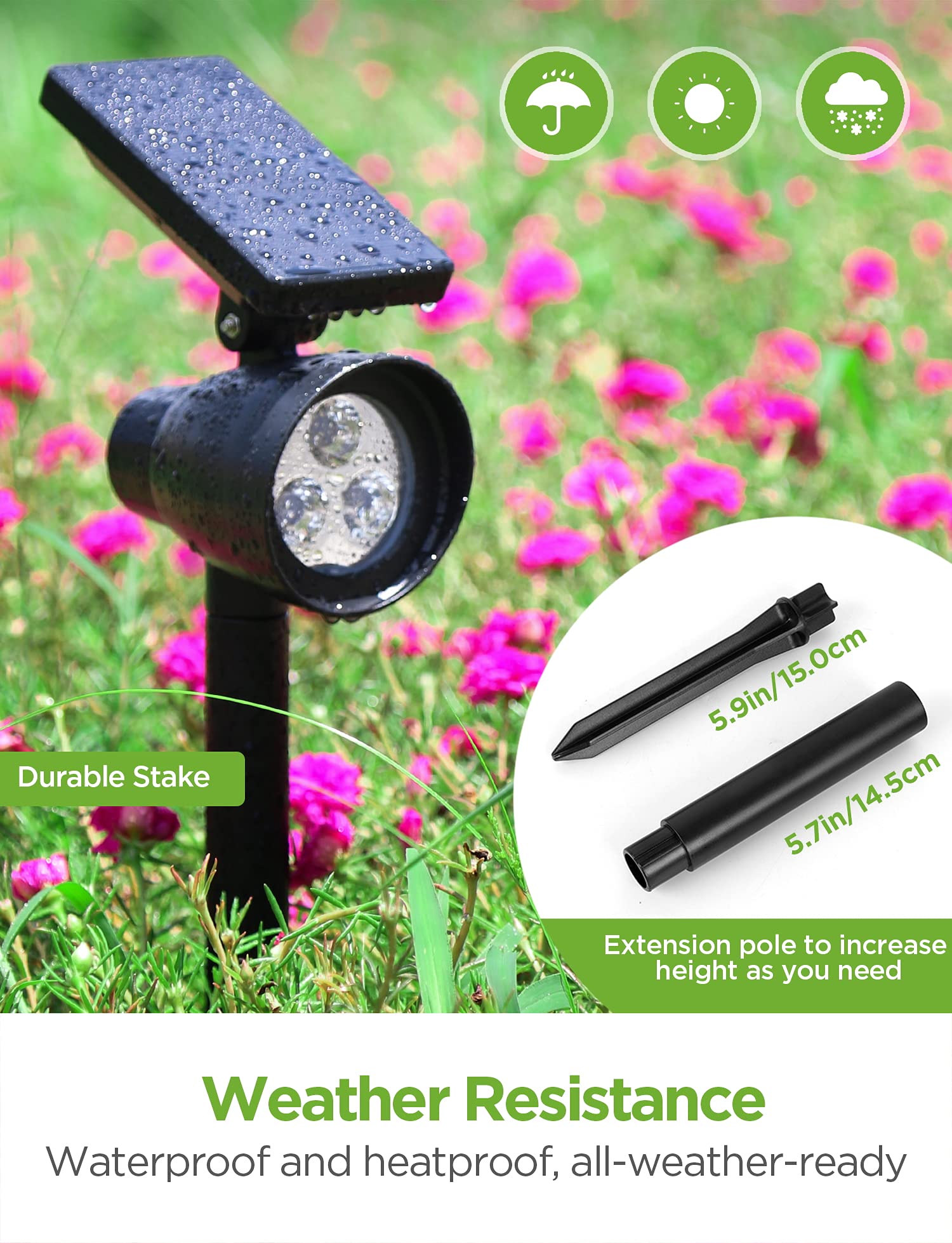 InnoGear Solar Lights, 2-in-1 Waterproof 3 LED Solar Spotlights Adjustable Wall Light Landscape Lighting Security Light Outdoor Auto On/Off for Patio Deck Yard Garden Driveway, Pack of 2