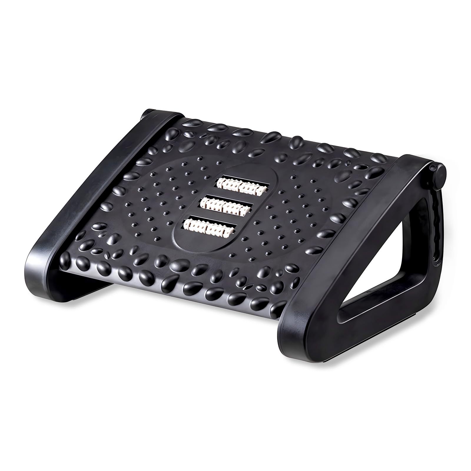 Kriico Foot Rest Under Desk, Ergonomic Rocking Foot Nursing Stool with Massage Points & Rollers at Work and Study, Feet Leg Rest Pain Relief and Body Support for Home Office (Black)