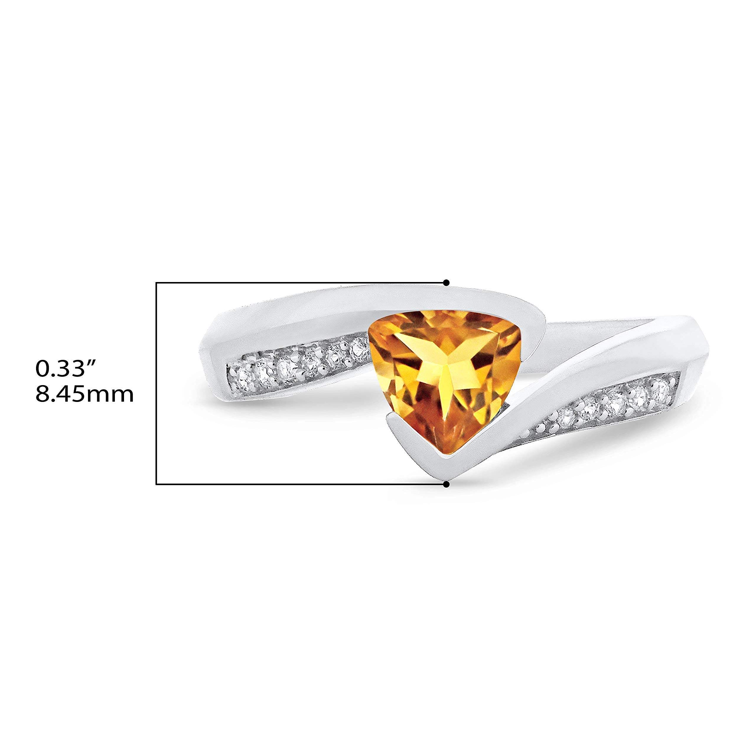 Lexi and Rose .925 Sterling Silver Trillion-Cut Birthstone & Lab Grown White Sapphire Double Shank Fashion Ring - November, Citrine, Size 6