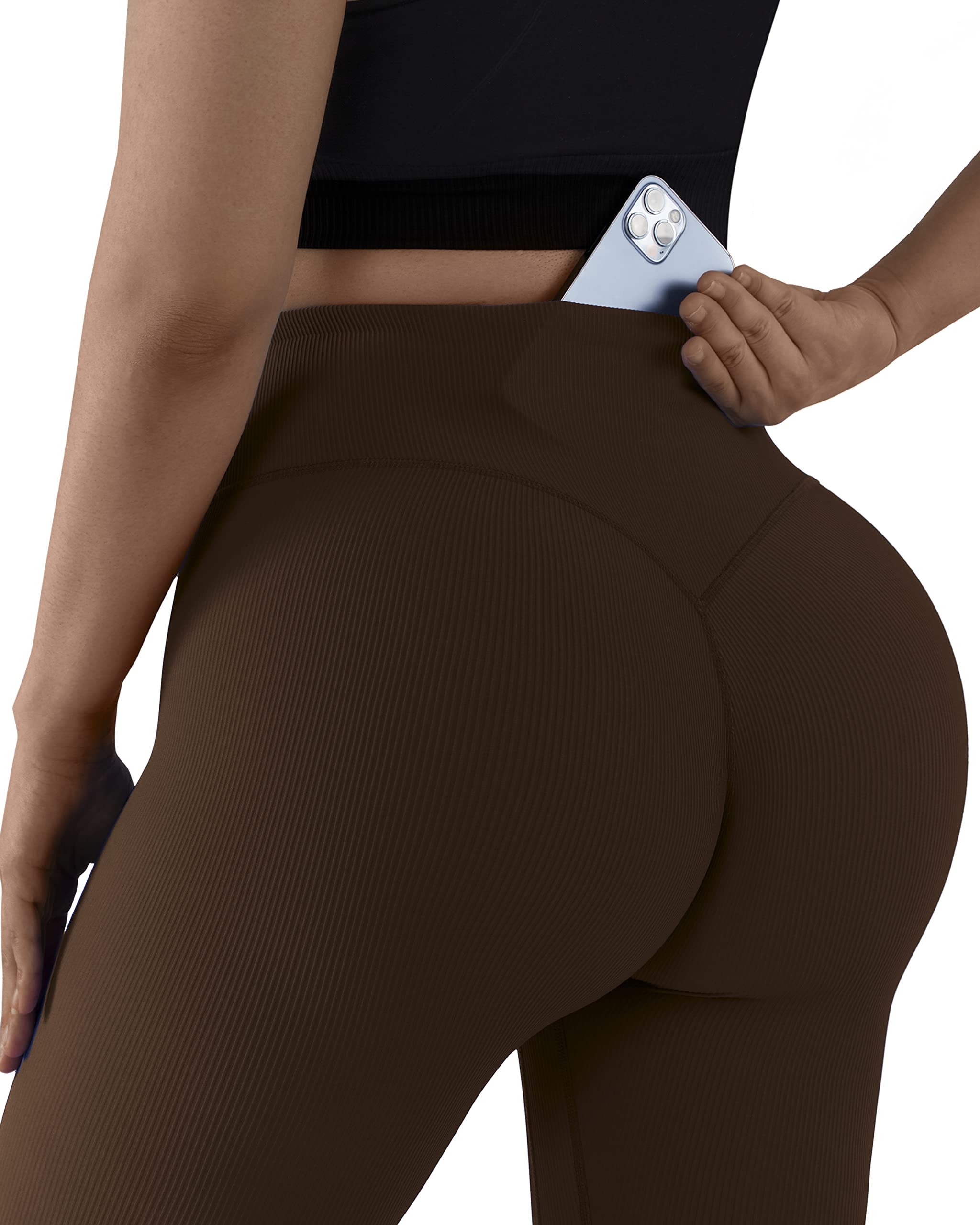OMKAGI Women Seamless High Waisted Workout Leggings with Pocket Tummy Control Yoga Pants(L,1277-Red)