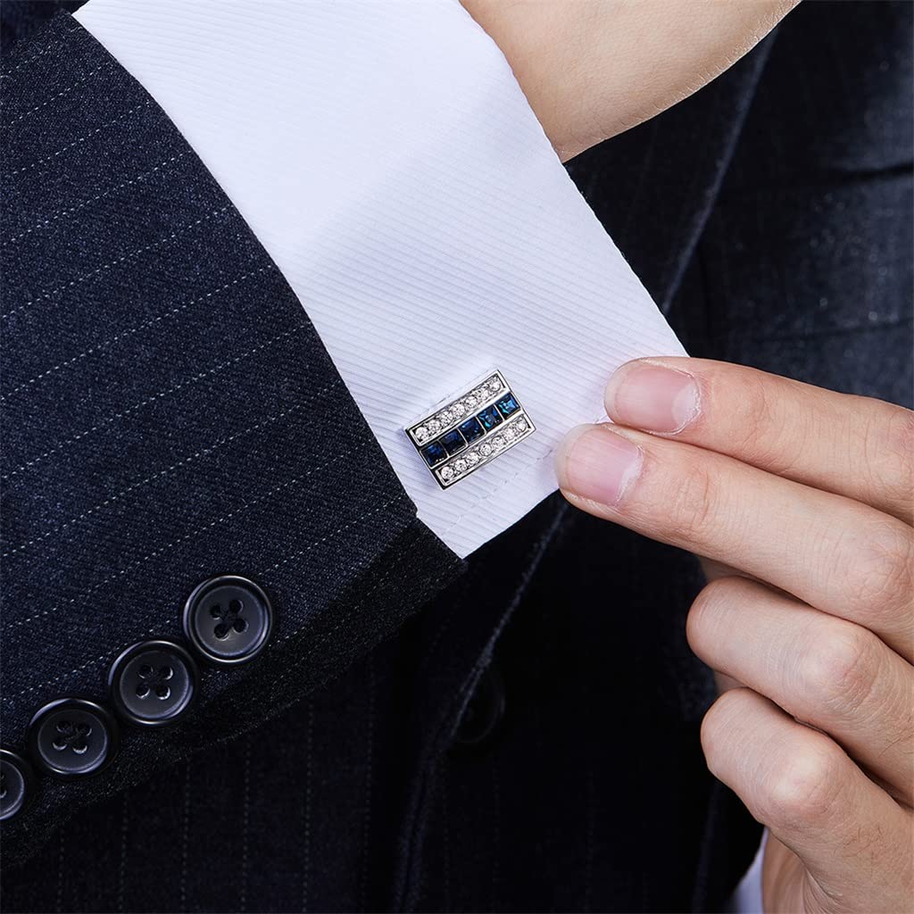 MJWDP Metal Silver Cufflinks Diamonds Men's Dress Cuff Cuff Studs French Shirt Buckle Studs (Color : A, Size : One Size)