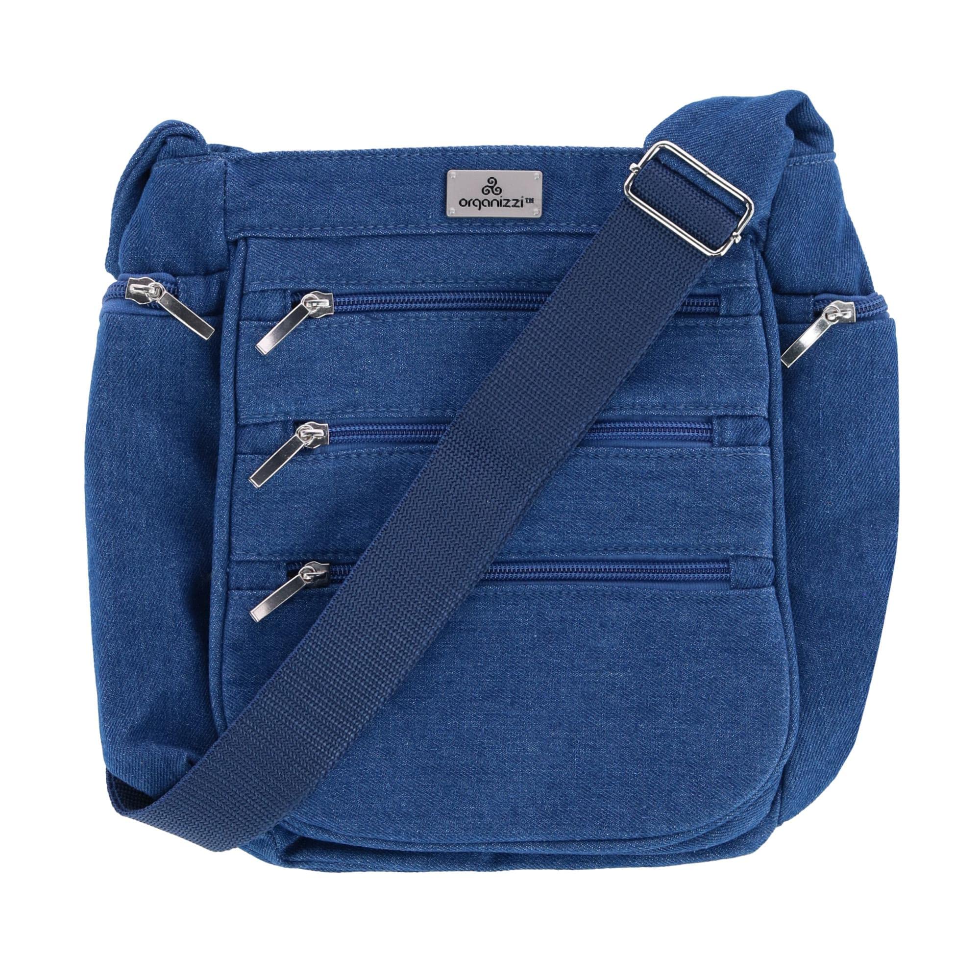 Organizzi Women's RFID Denim Crossbody Handbag, Denim Blue