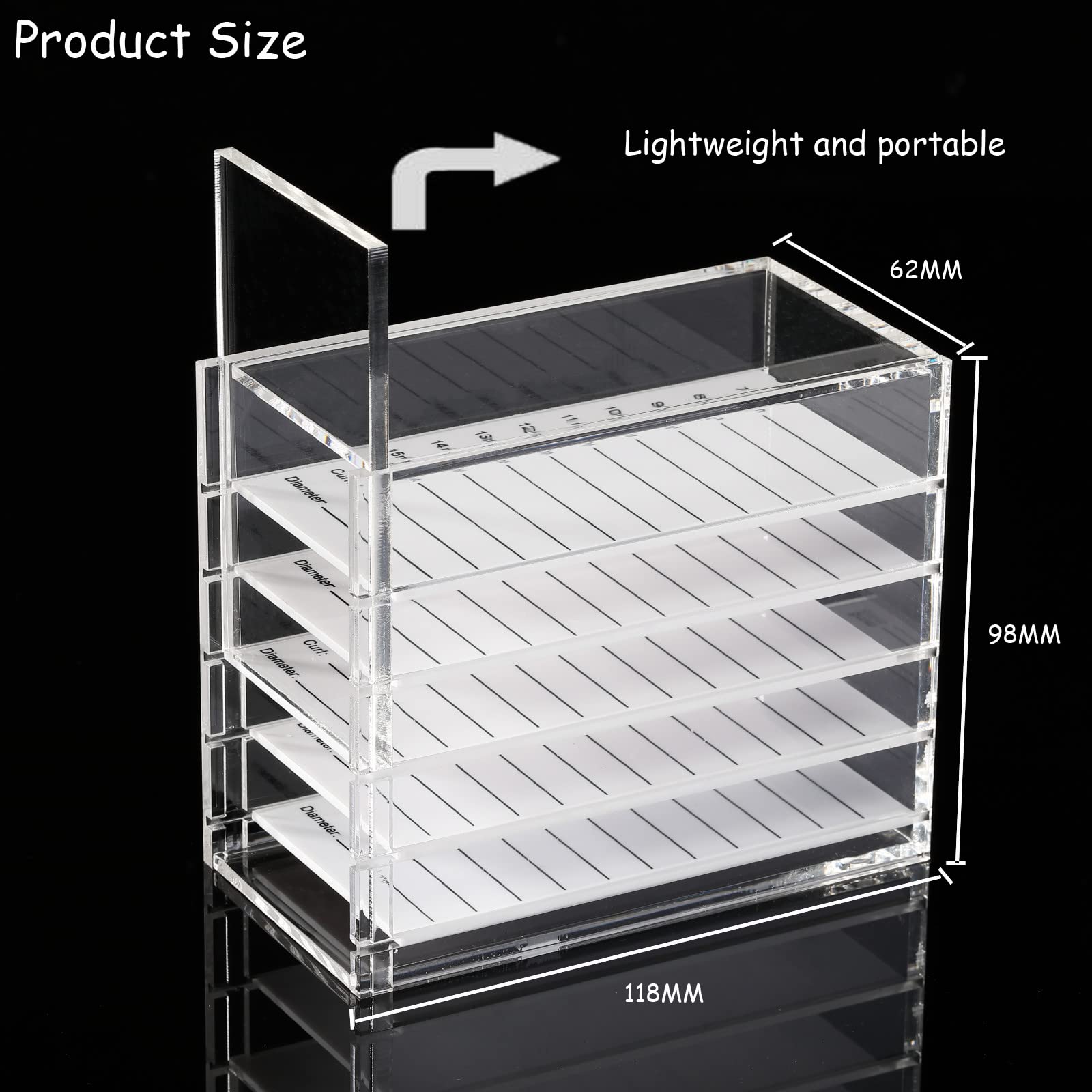 LXIANGN Acrylic 5 Layers Clear Eyelash Storage Box Lash Display Organizer Eyelash Storage Tray for Grafting Lash Extension