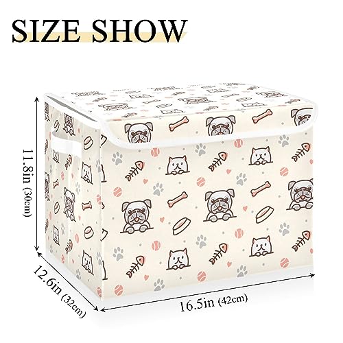Krafig Foldable Storage Box Large Cube Organizer Bins Retro Cute Dogs Containers Baskets with Lids Handles for Closet Organization, Shelves, Clothes, Toys