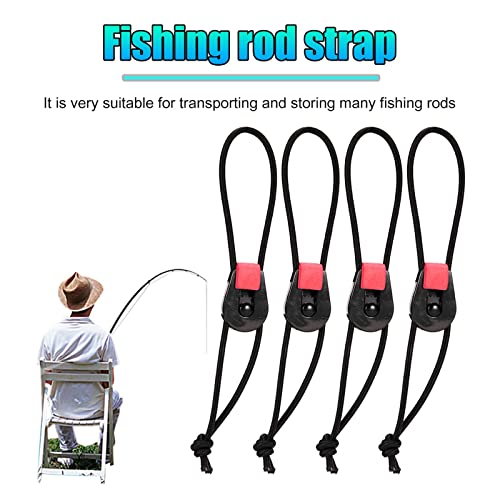 MEFESE 4pcs Quick Rod Tie Straps Fishing Rod Bungee Leash Pole Accessories Ties Organizer Reusable Tackle Fish Ultimate Tool Butler