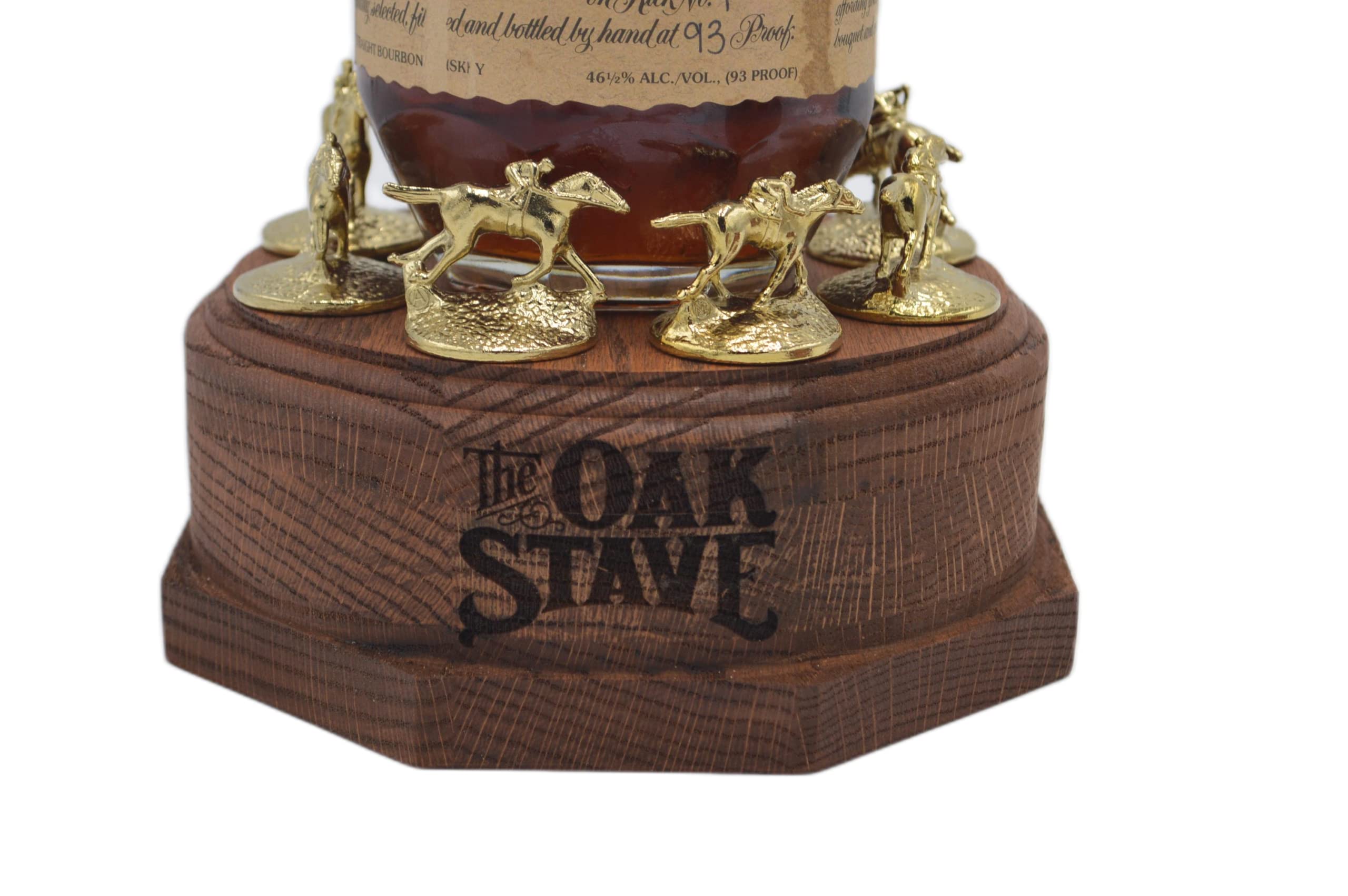 Personalized Laser Engraved Round Lighted Oak Cork Display fits Blanton's Bourbon Horse Cork Stoppers, Whiskey *Not made by or affiliated with Blanton's*