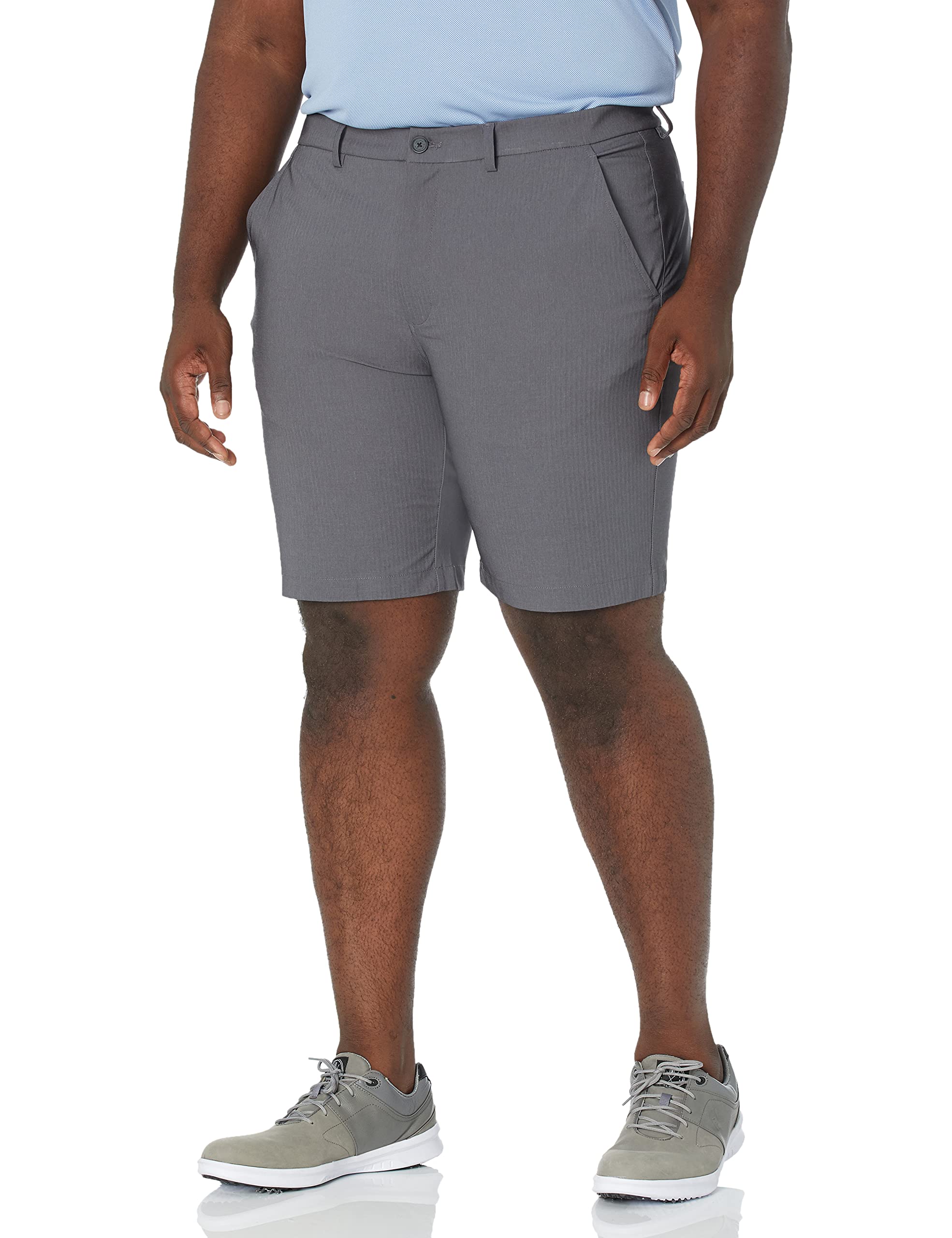 Hickey Freeman Men's Performance Flat Front Golf Short, Charcoal, 34