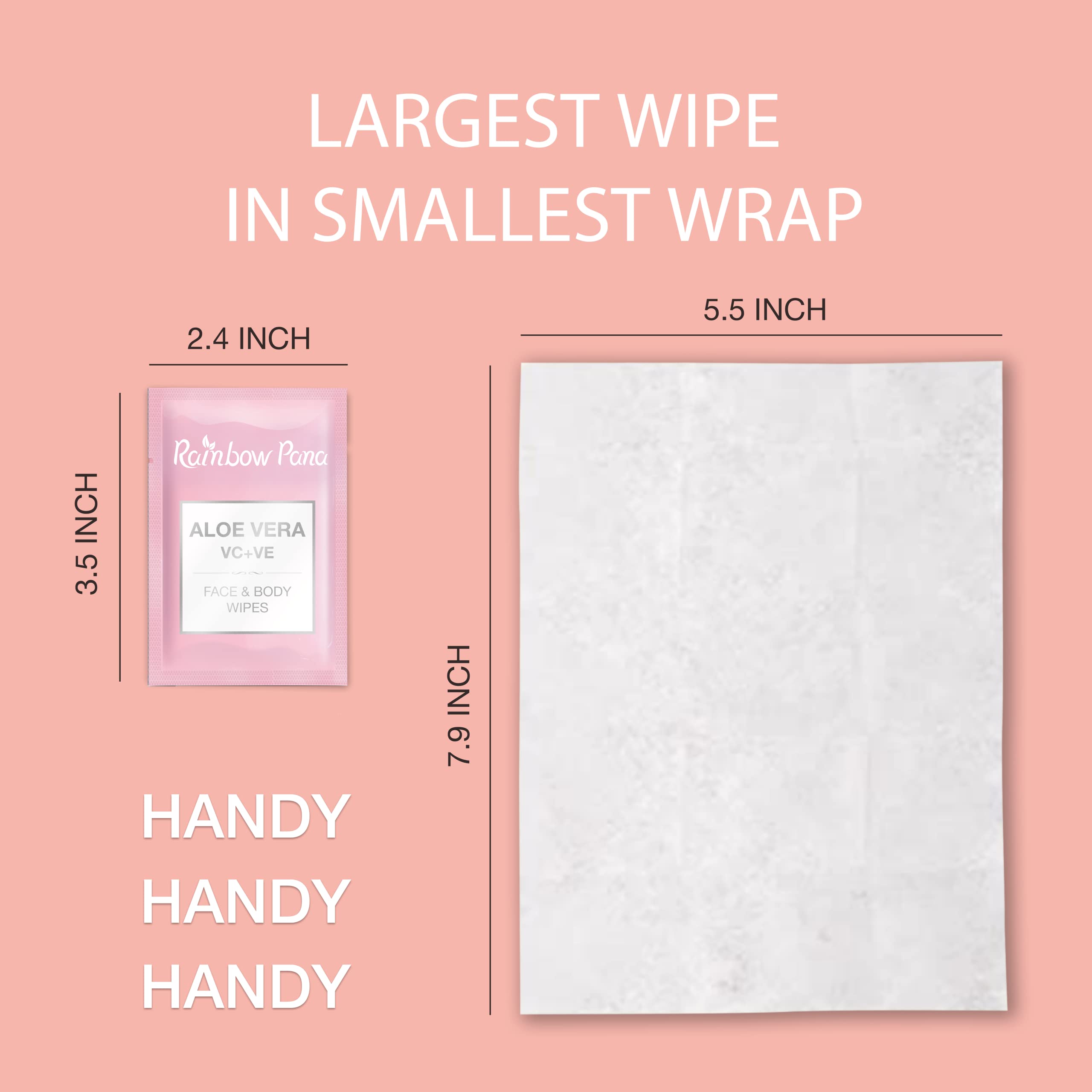 RainbowPana Men Face & Body Wipes, 50 Count - Eliminates Sweat & Odor, On-The-Go Individually Wrapped - Travel Wipes, Cleansing Wipes - Infused with Mint, Aloe, Vitamins B3, C, E - Premium Texture