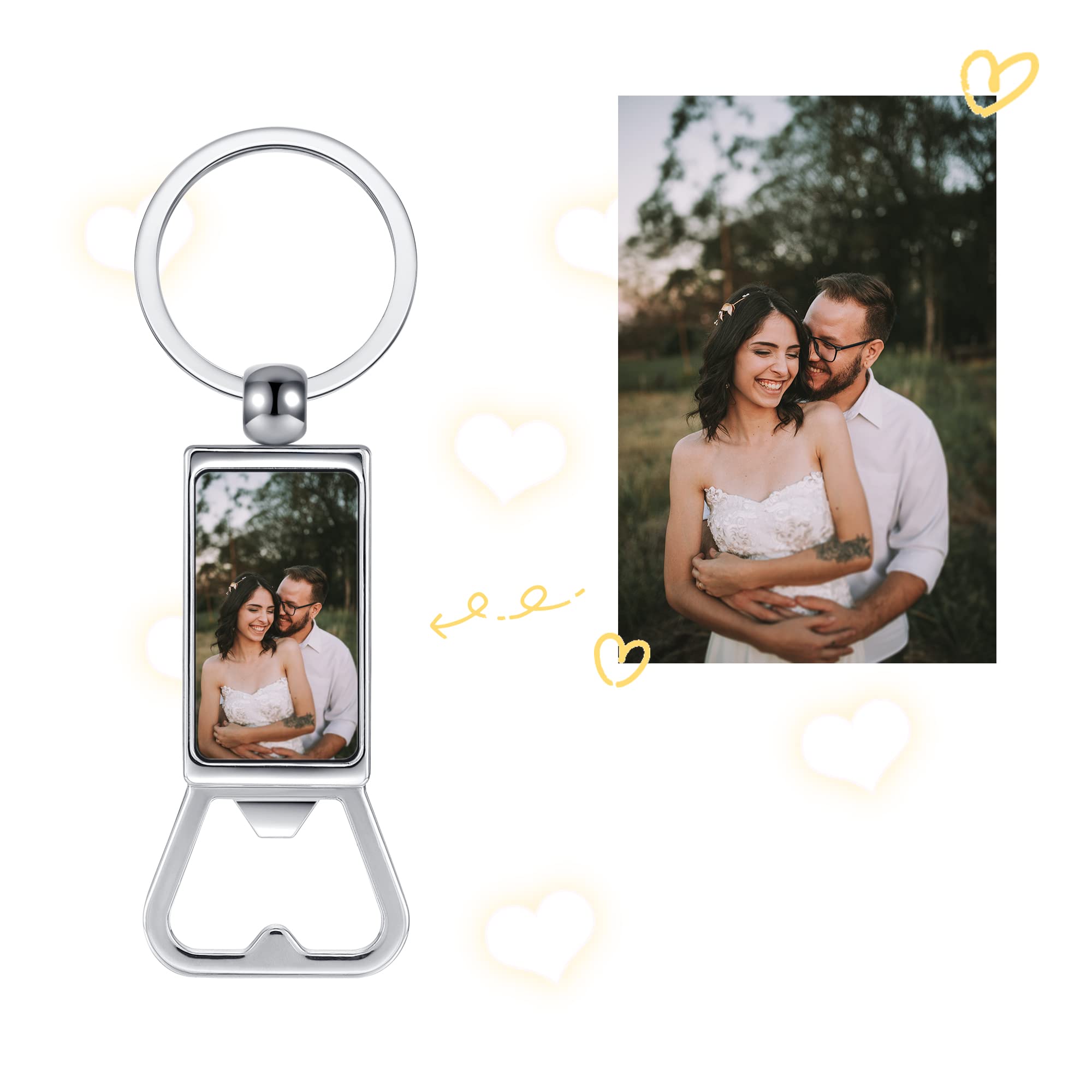 Personalized Master Custom Opener Keychain with Picture Engraved Color Photo Keychain Accessories Jewelry for Dad Husband Birthday Father's Day Gifts