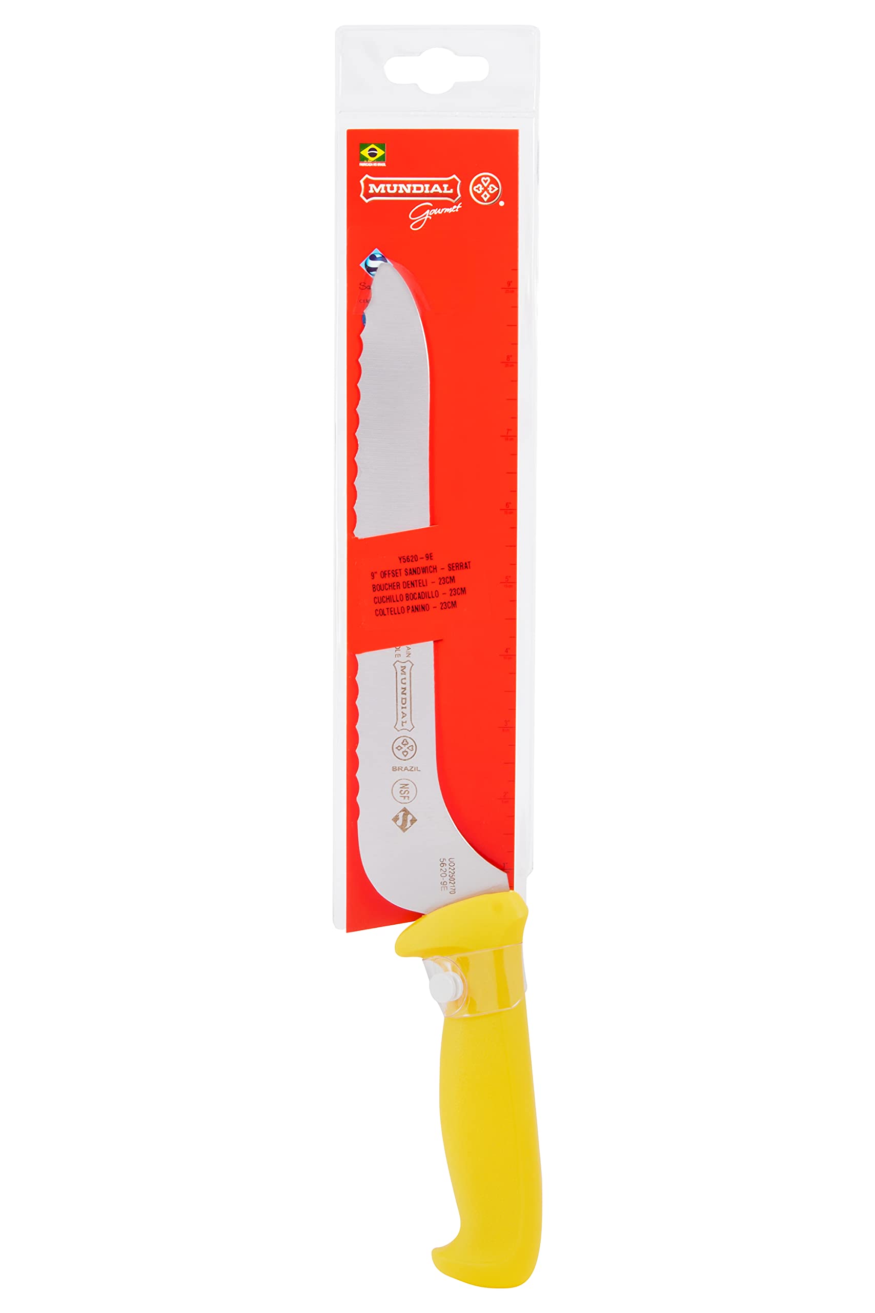 Mundial Y5620-9E 9-Inch Offset Serrated Edge Sandwich Knife, Yellow