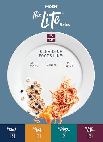 Moen GXP33C Lite Series PRO 1/3 HP Compact Continuous Feed Garbage Disposal for Kitchen Sink, Power Cord Included