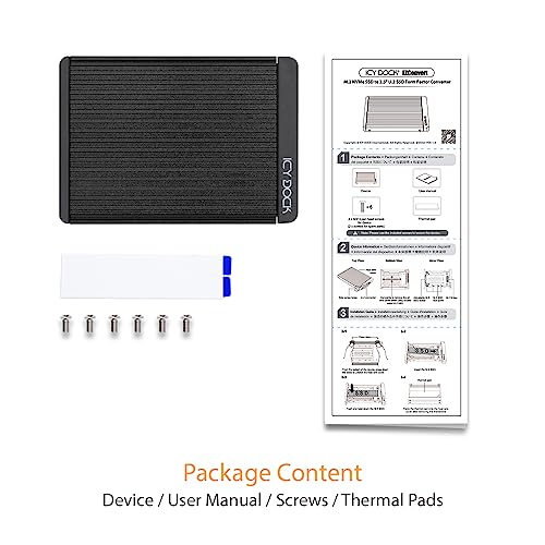 ICY DOCK M.2 PCIe 3.0/4.0 NVMe SSD to 2.5" U.2 SSD Converter / Mounting Adapter with Heatsink | EZConvert MB705M2P-B