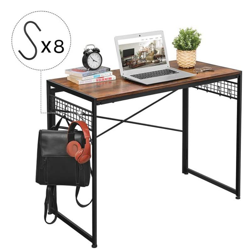 JIMEOG 39" Folding Computer Desk Writing Desk with 8 Hooks for Home Office Laptop