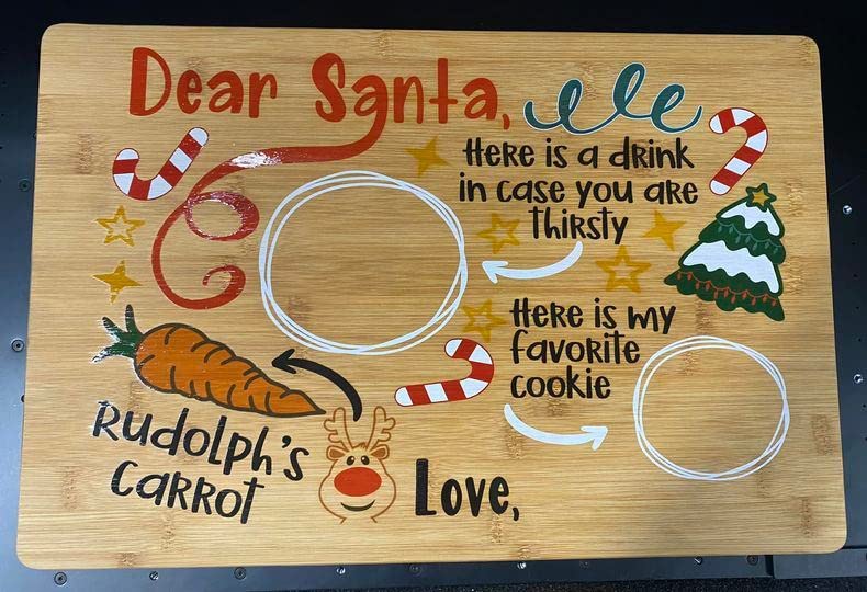 Personalized Santa Cookie Serving Tray/Cutting Board Full Color (8" x 6" - Small)