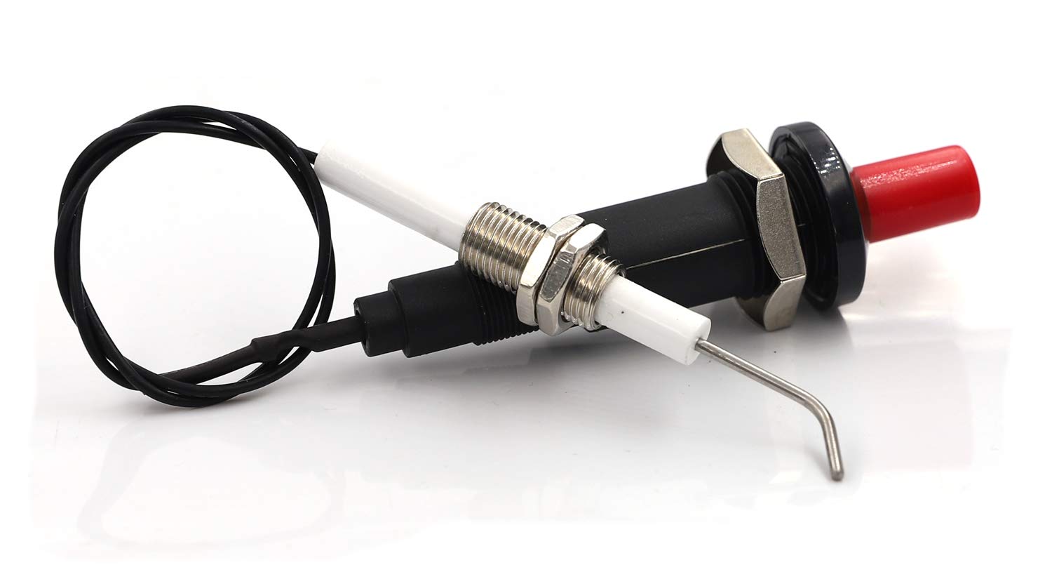 METER STAR Gas Grill/Range/Heater/Grill Igniters,Push Button Piezo Igniter with Threaded Universal Ceramic Electrode Ignition Spark Plug Wire Long 11.8β Electronic Device Set of 2