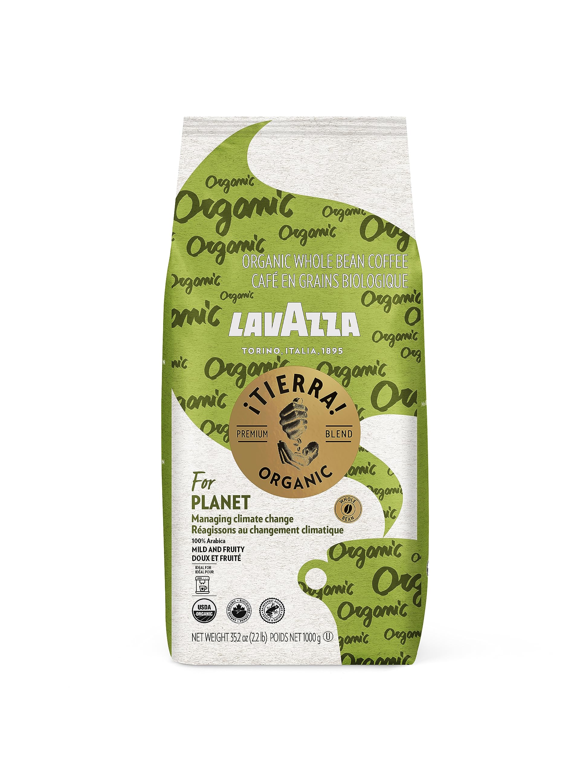 Lavazza Organic Light Roast Arabica Coffee Blend, USDA/Canada Organic Certified, 2.2 Lb