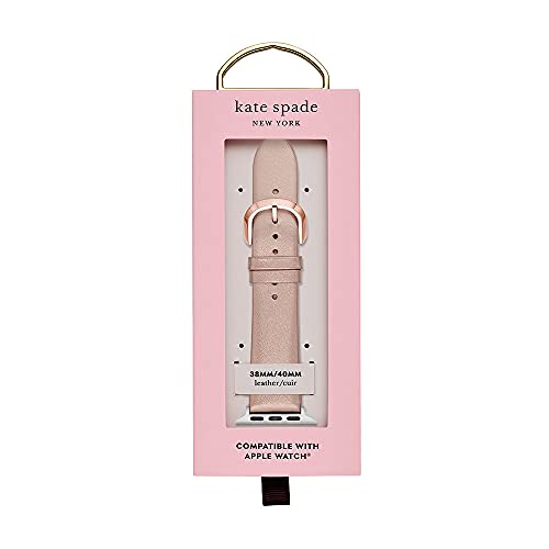 Kate Spade New York Leather Band for 38/40/41mm Apple Watch Series 1-8, Color: Rose Metallic, Rose Gold (Model: KSS0044)