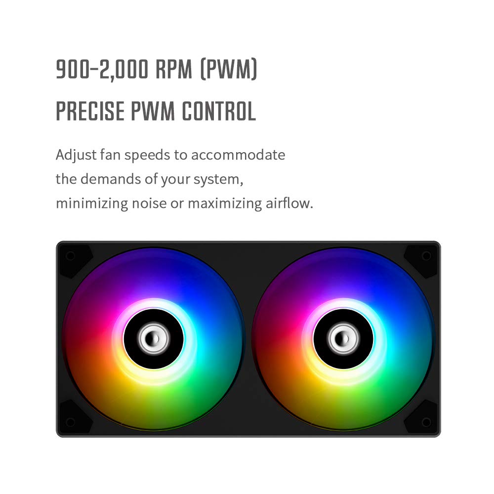 ID-COOLING ICEFLOW 240 ARGB CPU Water Cooler 5V 3-PIN Connector 2-in-1 240mm Addressable RGB Fan 240mm CPU Liquid Cooler, Cable Management AIO Cooler, Intel 115X/2066, AMD AM4/AM5